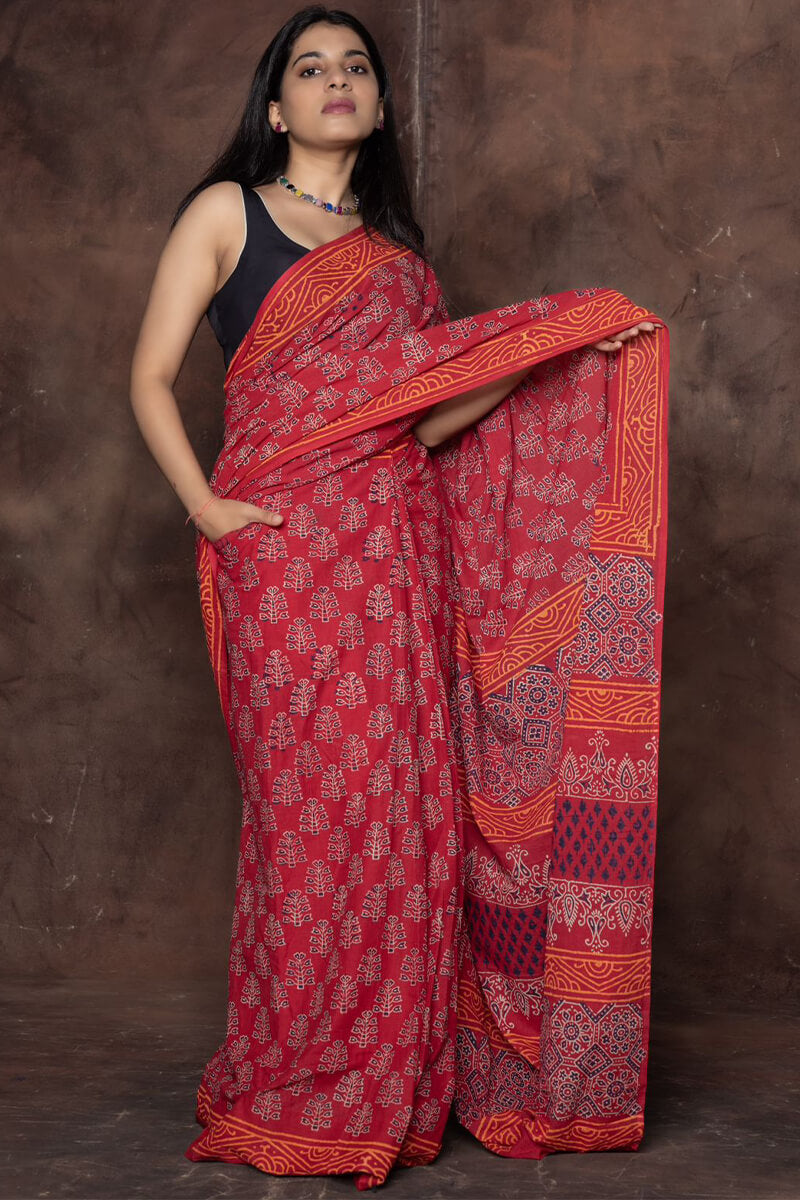 Lassitude 1 Minute Ready To Wear Maroon Mul Cotton Digital Printed Sar ...