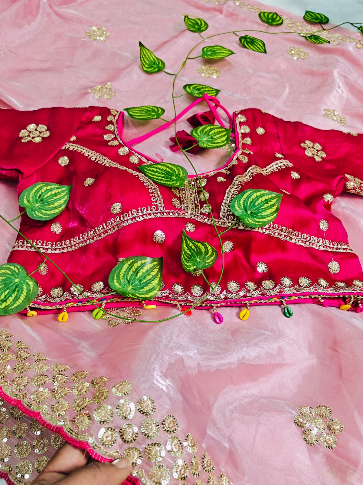 Denouement Pink Embroidery Work Jimmy Choo Silk Saree With Marvellous ...