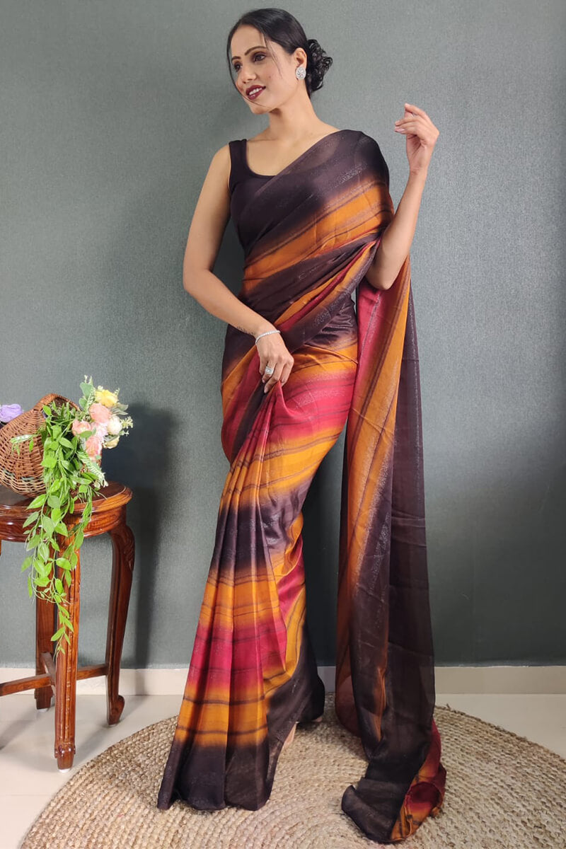 Angelic 1-Minute Ready To Wear Multicolor Nylon Silk Saree – thelotusfab